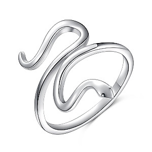 Alphm Snake Ring for Women S925 Sterling Silver Adjustable Wrap Open Spoon Rings Jewelry
