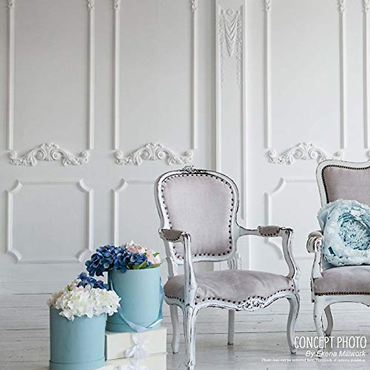 Ekena Millwork PNL16X24AS-01-CASE-2 Ashford Molded Classic Wainscot Wall Panel, 16"W x 24"H x 1/2"P, Factory Primed White, 2 Count