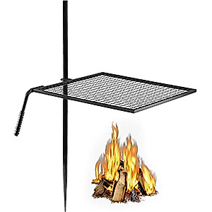 VEVOR Swivel Grill, Heavy Duty Steel Campfire Grill,Single Layer Open Fire Grill, 24" x 24" Campfire Swivel Grill with Heat Dissipation Handle, Campfire Grill Stake for Outdoor Open Flame Cooking