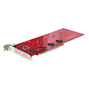 StarTech.com Quad M.2 PCIe Adapter Card, PCIe x16 to Quad NVMe or AHCI M.2 SSDs, PCI Express 4.0, 7.8GBps/Drive, Bifurcation Required, Windows/Linux Compatible (QUAD-M2-PCIE-CARD-B)