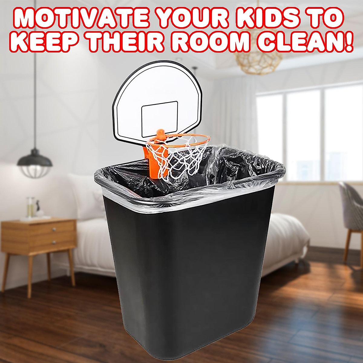 ArtCreativity Trash Can Basketball Set, Includes Clip-On Hoop with Backboard, Inflatable Ball and Pump, Fun Indoor Basketball Hoop for Kids, Office Toys for Adults, Great Birthday Gift Idea