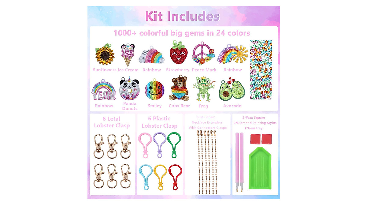Create Your Own Gem Keychains DIY Kit - Fun Craft for Teens and Kids