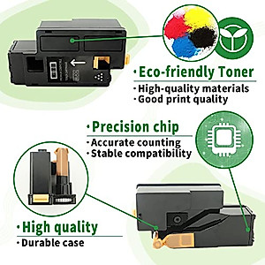 CAIRE Compatible Dell E525W E525DW E525 Toner Cartridge, Toner Cartridges Replacement for Dell E525W Color Laser Printer for 593-BBJX 593-BBJU 593-BBJV 593-BBJW (Black*2 Cyan Magenta Yellow, 5 Pack)