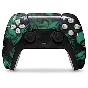 WraptorSkinz Skin Wrap compatible with Sony PS5 DualSense Controller Skulls Confetti Seafoam Green (CONTROLLER NOT INCLUDED)