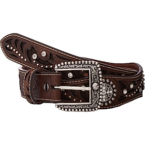 Ariat Women's Filagree Scalop Circle Concho Belt, Brown, Extra Large