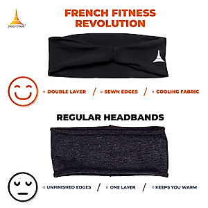 French Fitness Revolution - Stretchy Sports Headband for Men & Women - Guys Sweatband for Running, Cycling, Basketball, Yoga, Fitness - Moisture Wicking Workout Hairband - Made in Europe
