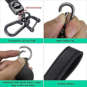 PICKBEAU 3 in 1 Leather Keychain for Men Women, Carabiner Key Ring Clip Car Key Chain With Anti Loss D-Ring