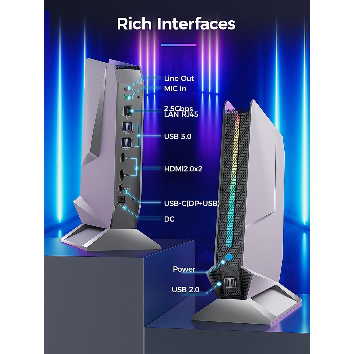 TOPGRO T1 Mini Gaming PC 12th Gen Core i7-12700H/RTX3050 8G GDDR6, Mini Computers(14C/20T, up to 4.7GHz)32GB DDR4, 1TB PCIe4.0 SSD, Mini Desktop PC Win11 Pro,RGB Lights, WiFi6E/BT5.3/2.5G LAN/USB-C/4K