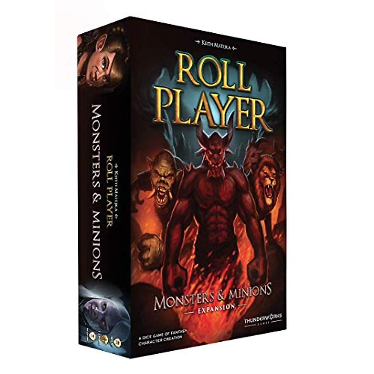 Thunderworks Games - Roll Player: Monsters and Minions | 5-Player Expansion for The Dice Game of Fantasy Character Creation | Strategy Board Game by Thunderworks Games | 1-5 Players Ages 12+