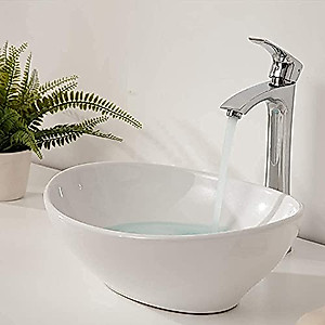Oval Vessel Sink - Sarlai 16"x13" Bathroom Sink Oval Shape Above Counter White Porcelain Ceramic Bathroom Vessel Vanity Sink Art Basin