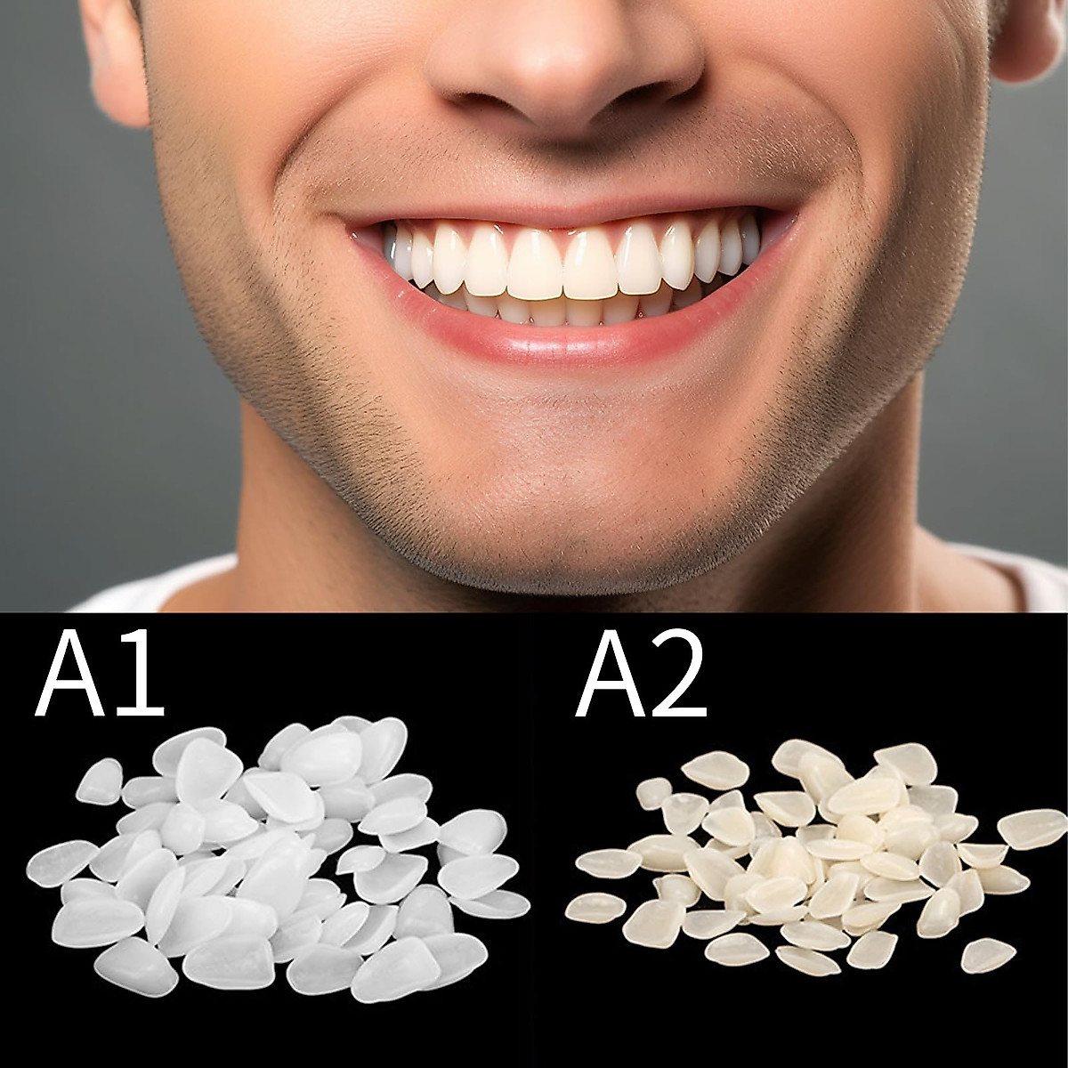 100 Pcs A2 Color Dental Temporary Crown Veneers - Tooth Repair Kit for Missing & Broken Teeth, Orthodontic Care Solution - Temporary Fake Teeth Replacement Set