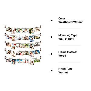 Emfogo Picture Frames Collage Wall Decor Photo Frame Collage Picture frames with 30 Clips Wall Decor