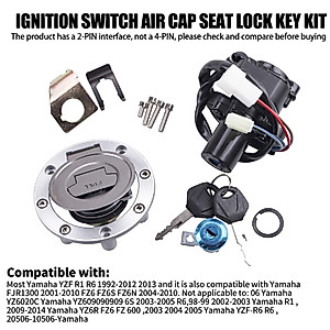 CNCMOTOK Ignition Switch Gas Cap Cover Seat Lock Key Set for Yamaha YZF R1 R6 1992-2012