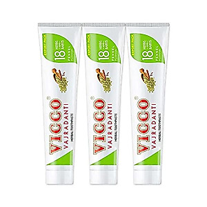 Vicco Vajradanti Herbal Toothpaste 18 Ayurvedic Herbs and Barks with Fennel Flavour - Pack of 3 (200g Each) - Specially Packed and Exported by Behal International