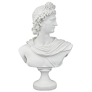 Design Toscano Apollo Belvedere Bust Statue, Single, White Twin