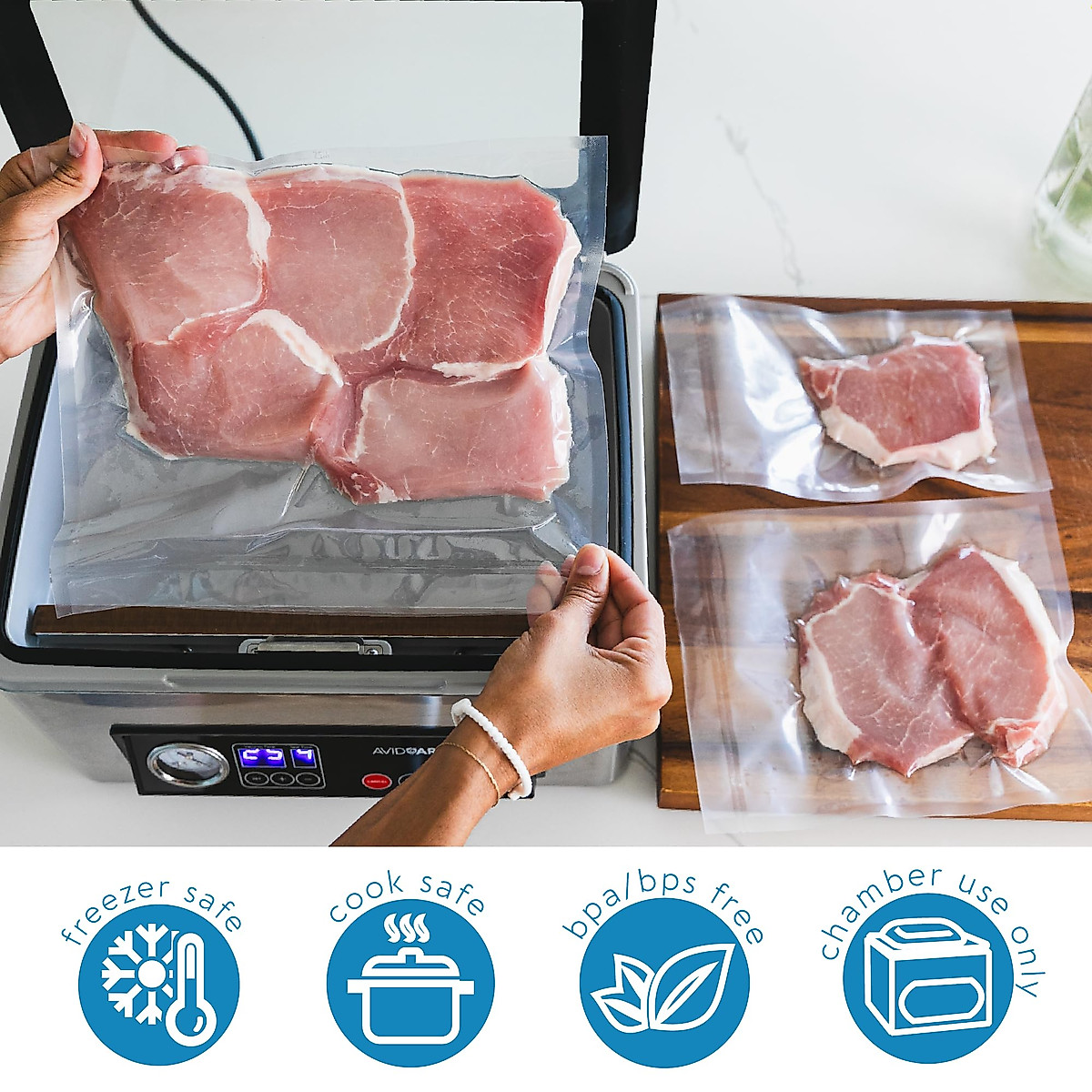 Avid Armor – Chamber Machine Pouches 3.5mil, Pre-Cut Chamber Vacuum Sealer Bags, Heavy Duty Seal Pouch, BPA-Free Chamber Sealer, Assorted Size Pack, 6"x10", 8"x10", 11"x10" - Pack of 300