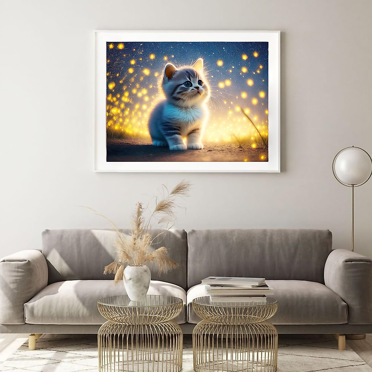 Rheskbecy Cat Diamond Art Painting Kits for Adults Full Drill Gem Painting Kit Round Diamond Dots Painting Gifts for Beginners Home Wall Decor Crafts 12x16in