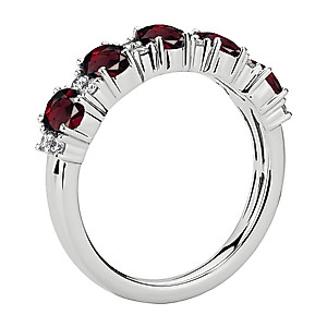 Jewelrygift 925 Sterling-Silver Eternity Band Ring Natural Garnet Gtone Beautiful Chakra Healing Birthstone Western Design Bridal Wedding Jewelry for Women Ring Size : 8