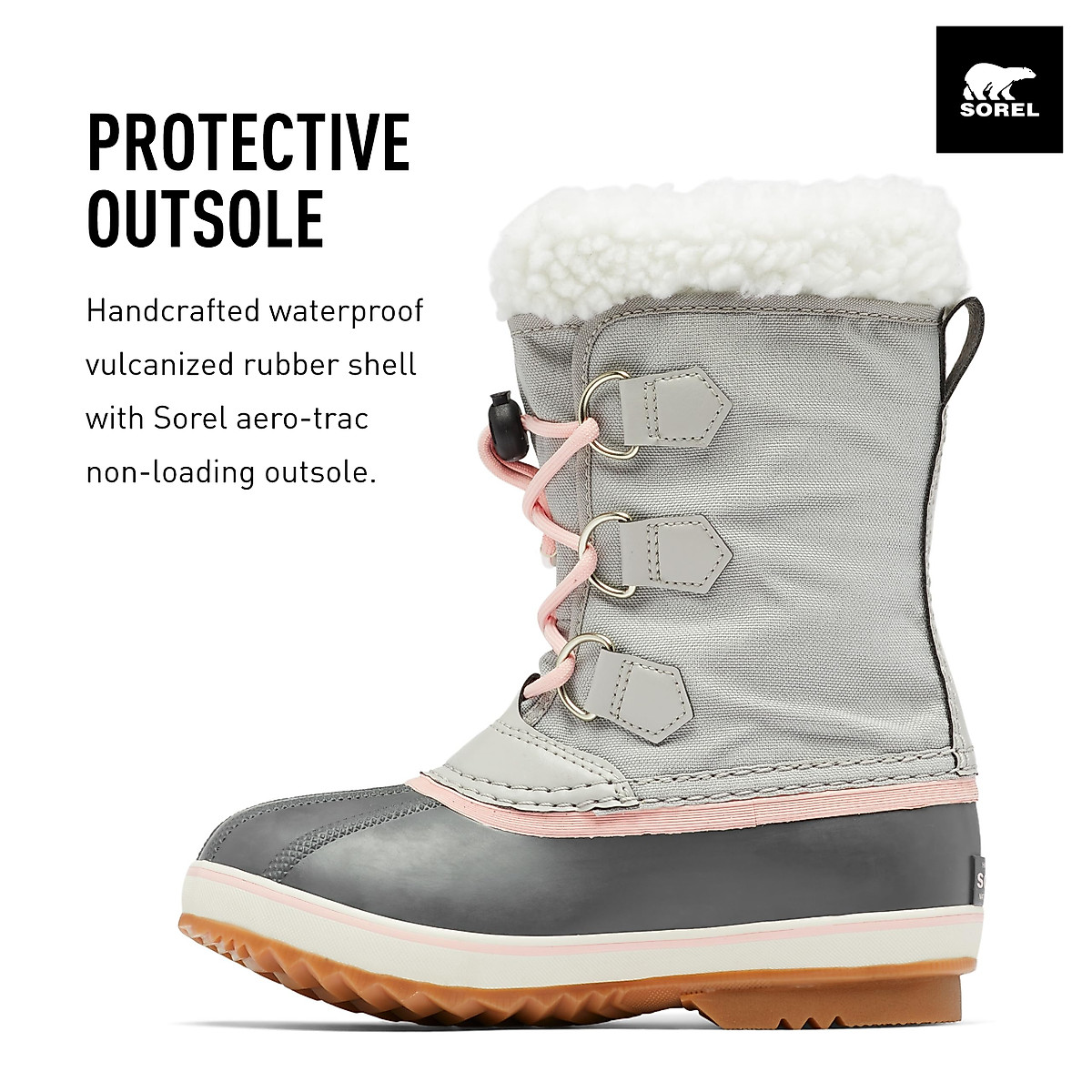 Sorel Youth Unisex Yoot PAC Nylon Waterproof Boots - Dove, Gum 2 - Size 2