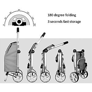SH-gwtc Shopping Trolley,Foldable Shopping Cart 6 Wheels Climbing Trolly/Aluminum Alloy/Waterproof Shopping Bag/Collapsible Push Pull Carts (Color : A)