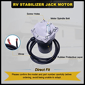 Rear Electric Stabilizer Jack Motor Compatible with Lippert 113407, 352338, 138445, 178562, 162307, for Stabilizer Jacks 337199 369774 298707 | Replace# K01285-C800, K01285C800, K01531A800 K01531-A800