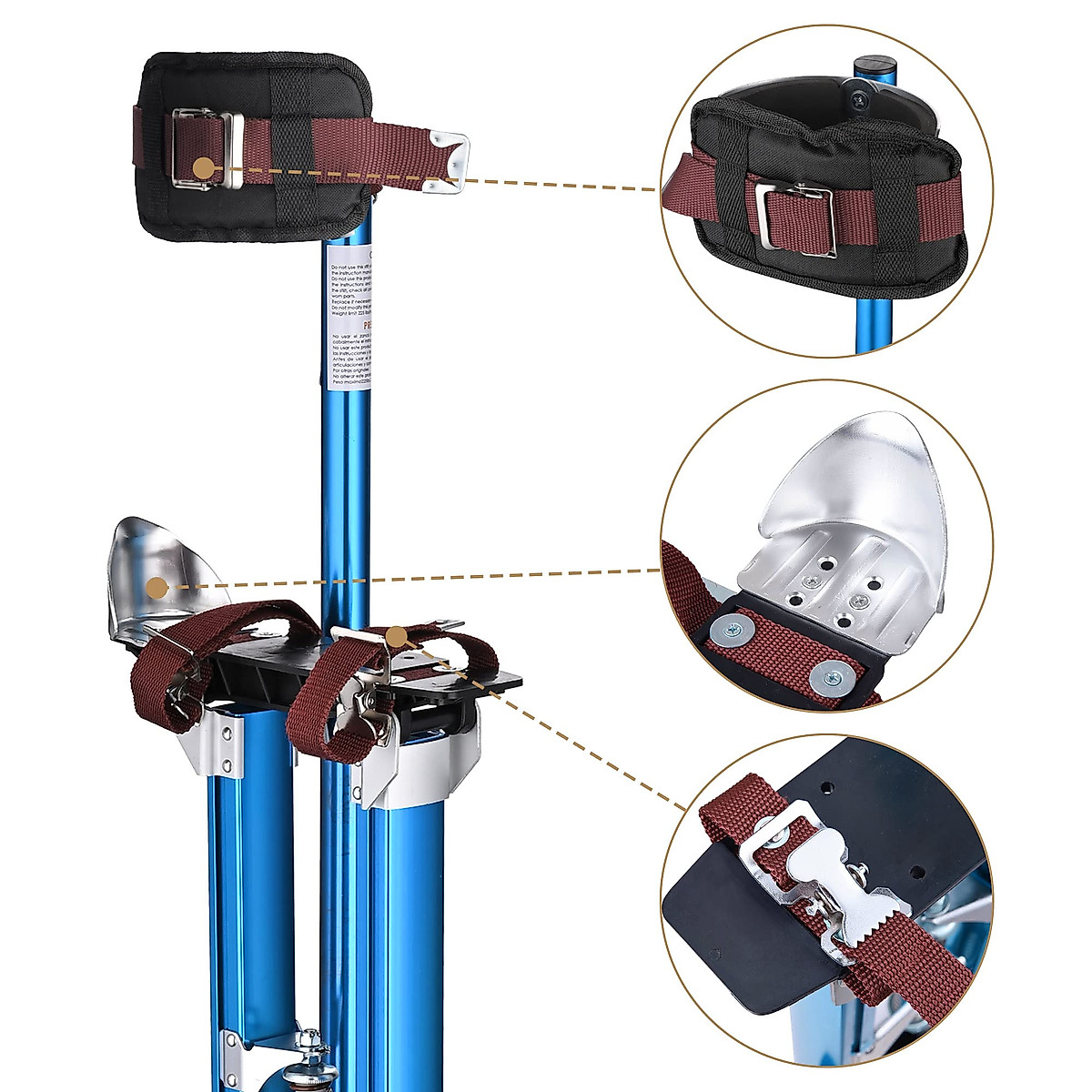 Adjustable 24" to 40" Painting Drywall Stilts Aluminum Blue