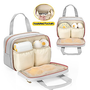 Damero Breast Pump Bag Compatible with Medela Electric Breast Pump, Carrying Bag for Pump in Style Max Flow, Freestyle Flex, Swing Maxi Pump and Parts, Light-Gray Pink (Bag Only)