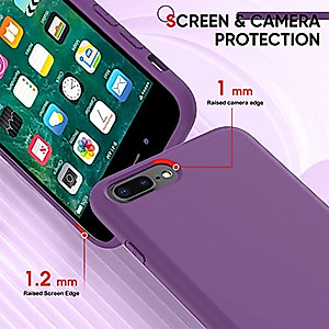 LeYi Phone Case for iPhone 8 Plus: iPhone Case 7 Plus with [2 Pack] Tempered Glass Screen Protectors, Shockproof Full-Body Liquid Silicone with Anti-Scratch Microfiber Liner iPhone 7 Plus, Red Purple…