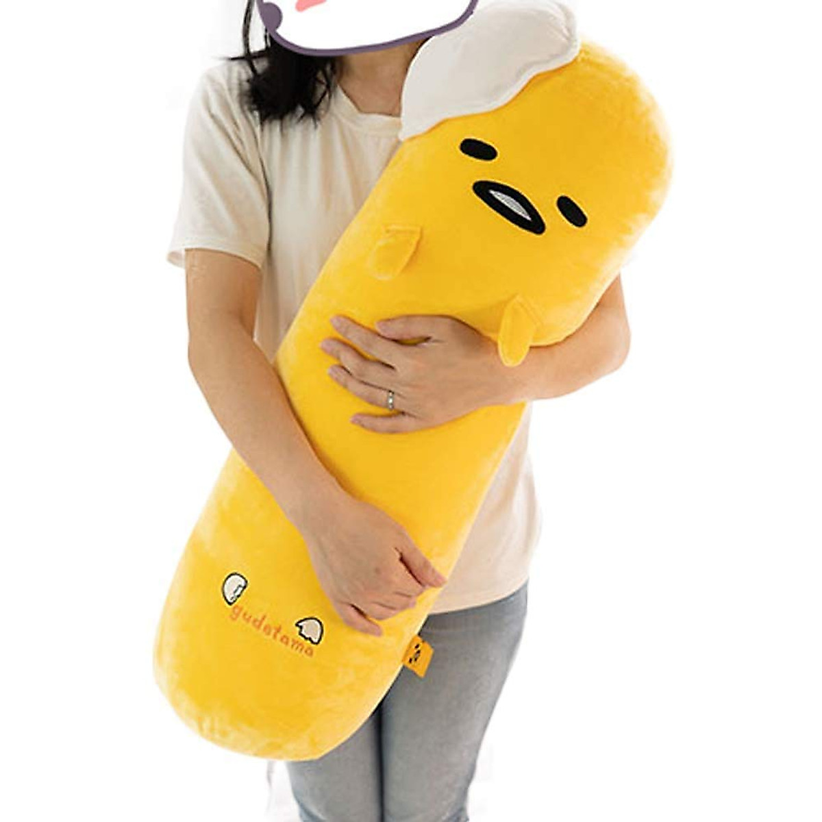 futurecos Cute Yellow Long Egg Plush Toy Round Pillow The Lazy Egg Stuffed Doll Toys Decorative Throw Pillows Bed Decor Gift for Girls Boys 68CM