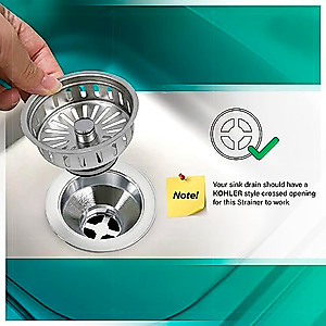 Highcraft 97353 Kitchen Sink Basket Strainer Replacement for Kohler Style Drains Stainless Steel Stopper (Can Vary in 2 Styles), 3.5" (Pack of 1)
