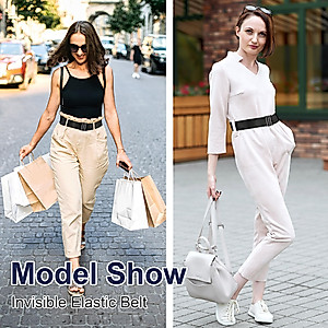 TOURZOO No Show Invisible Belt for Women/Men Elastic Web Strap Waist Stretch Belt with Flat Buckle for Jeans Pants Dresses