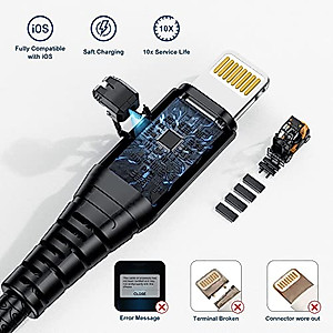 iPhone Charger Cable 10 ft (2Pack), [Apple MFi Certified] Extra Long 10 Foot Lightning Cable, 10 feet iPhone Charger Fast Charging Cord for iPhone 13 12 11 Pro Max XR XS X 8 7 6 Plus SE iPad-Black