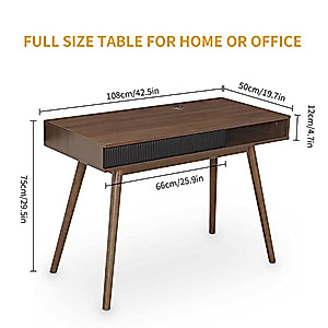 Arts wish Office Desk Mid Century Modern Desk Writing Desk with Drawer Simple Home Office Desk Mid Century Desk, Walnut