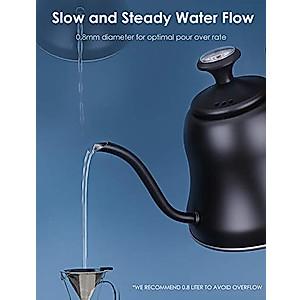 Chefbar Tea Kettle with Thermometer for Stove Top Gooseneck Kettle, Pour Over Coffee Kettle, Tea Pot Stovetop Teapot, Hot Water Heater Boiler for Camping, Home & Kitchen, Matte Black - 28oz