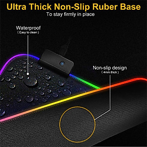 Color Hexagon Honeycomb Pattern RGB LED Gaming Mouse Pad,LED Mouse Pad with 14 Lighting Modes, Non-Slip Rubber Base USB Computer Mousepad for Gamer,Office and Home 11.81"x35.43"