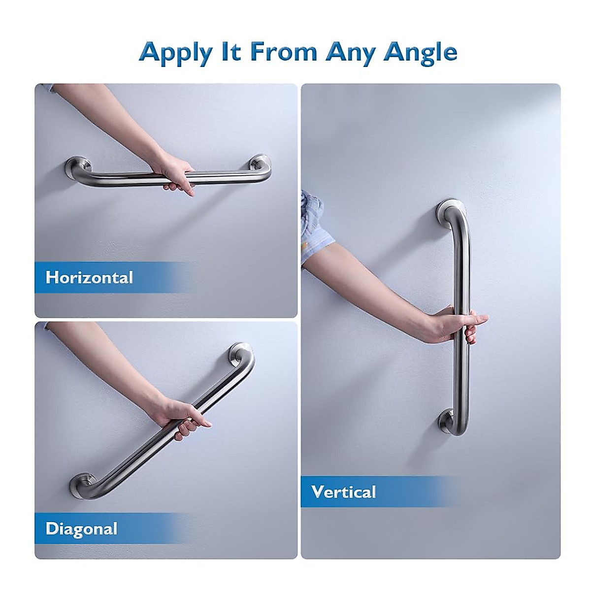 Decaura Anti Slip Shower Grab Bars, 18 inch Grab Bars for Bathtubs and Showers, Stainless Steel Safety Grab Bars for Handicap Disabled Elderly Senior Child Bathroom Shower Bath Handle 45 cm