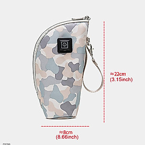 Portable Bottle Warmer, Milk Drink Heat Keeper USB Baby Bottle Warmer for Car Travel Indoor Outdoor Infant Bottle Thermostat 3 Gear Keep Warm(Camouflage)