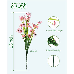 Omldggr 12 Pieces Artificial Violet Flowers Artificial Flowers Faux Violet Flowers Faux Plastic Plant Shrubs Greenery for Indoor Outside Garden Patio Porch Window Box Home Wedding Decoration(Pink)