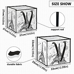xigua Eiffel Tower Foldable Storage Bins Collapsible Storage Basket for Home Closet,Bedroom Drawers,Nursery,Toys Organizer,Shelf Cabinet