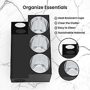 Hair Tool Organizer - Space Saving Hair Accessories Organizer for Hot Tools, Curling Iron, Straightener, Product and Makeup - Hair Dryer Holder with Heat Resistant Stainless Steel Cups - Black,ORBL