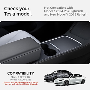 Spigen Center Console Non-Slip Armrest Cover Designed for Tesla Model 3 & Y 2025/2024/2023 with EZ Snap On Install [Not Compatible with New Model Y 2025 Refresh & Model 3 2025/2024 Refresh] - Black