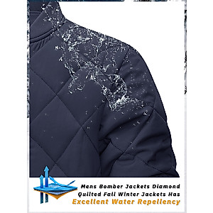 TACVASEN Men's Padded Jackets Winter Full Zipper Fleece Casual Bomber Varsity Coat Navy M