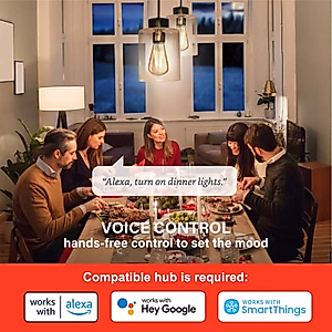 Sengled Zigbee Edison Bulb, Smart Hub Required, Work with SmartThings and Echo with Built-in Hub, Dimmable Filament ST19 LED Smart Vintage Edison Bulb, Voice Activated with Alexa, 2000K/60W Eqv. 2PK