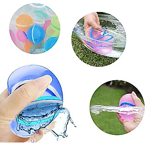 [10 in 1] Magnetic Reusable Water Balloons, Quick Fill Self Sealing Waterfall Water Balls for Kids, Water Bomb Splash Balls for Swimming, 2 Pink 2 Blue 2 Green 2 Yallow 2 Orange