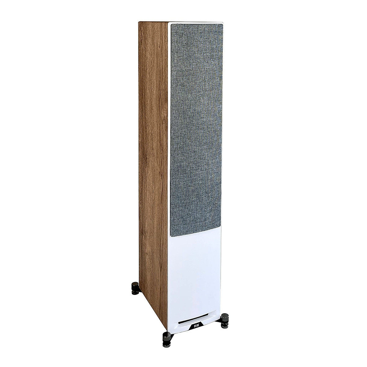 ELAC Uni-Fi Reference 3-Way 5-1/4" Floor Standing Speaker, Oak or Walnut Tower Speaker for Home Theater and Stereo System, White Baffle with Oak Sides
