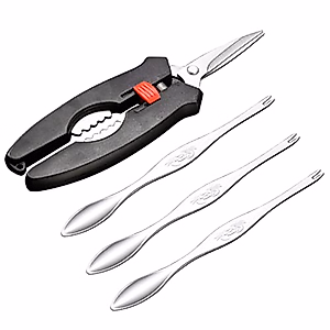 Seafood Tools Crab Leg Opener Scissors Tool Set Tool Set Crab Crackers with crab clamp and picks metal shell nut crackers and picks 3 Leg Forks Flackers Crackers Metal Household