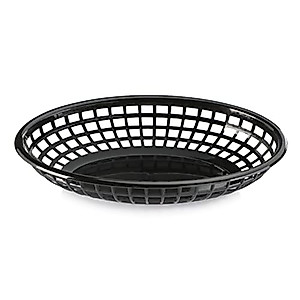 New Star Foodservice 44140 Fast Food Baskets, 9 1/4-Inch x 6-Inch Oval, Set of 12, Black