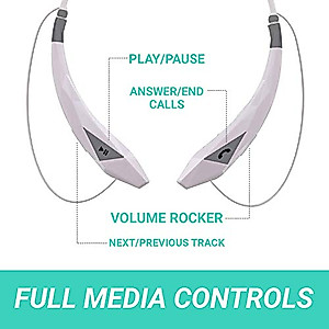 Aduro Amplify Pro SBN45 Wireless Stereo Around The Neck Earbud Headphone Headset (White/Gray)