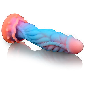 9.1" Fantasy Dildo Dragon Monster Dildo Animal Alien Dildo with Multi-Texture, Knot Dog Dildo Glow in The Dark Huge Anal Dildo with Strong Suction Cup, Luminous Adult Toys for Women Men