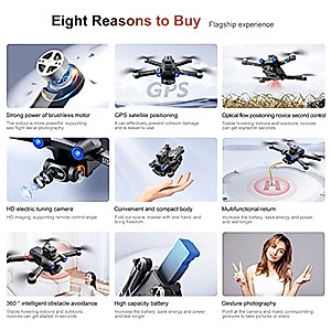 RHOOTZ GPS Drone with HD ESC Camera for Adults, Foldable RC Quadcopter Brushless Obstacle Avoidance UAV for Beginners Kids with Follow Me, Optical Flow,Headless Mode, Altitude Hold